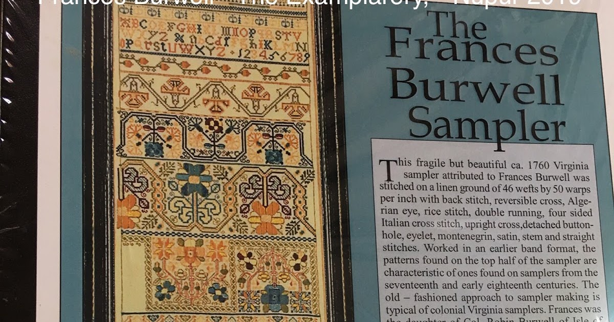 The Song of my Needle : An unplanned sampler start : Frances Burwell by ...