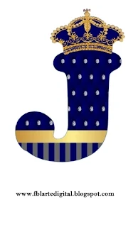 Abecedario con Corona Dorada en Azul. Alphabet with Golden Crown in ...