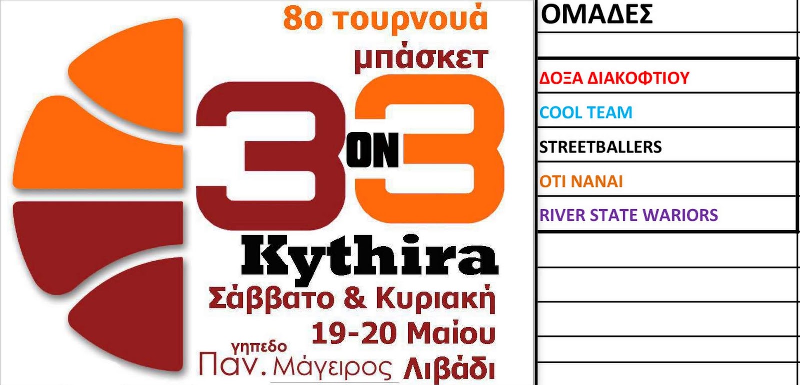 ΤΣΙΡΙΓΟ FM: ΤΟ ΠΡΟΓΡΑΜΜΑ ΑΓΩΝΩΝ ΚΑΙ ΟΙ ΟΜΑΔΕΣ ΤΟΥ 8ου ΠΑΓΚΥΘΗΡΑΪΚΟΥ ...