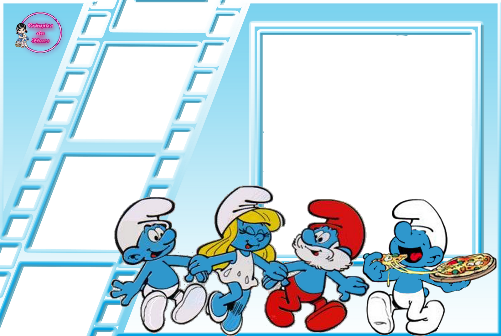 Criações da Thaís: Molduras dos Smurfs para fotos