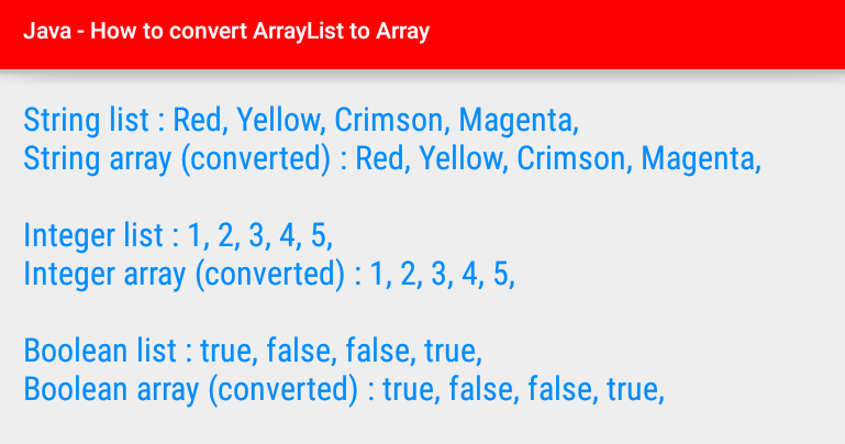 Android Java How To Convert Arraylist To Array