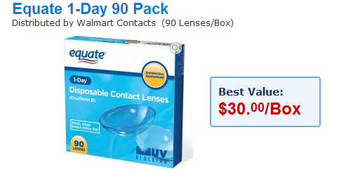 Making Ends Meet: Walmart's Equate Brand Contact Lenses: $30/box (90 pack)