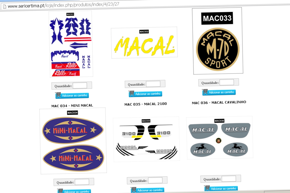 Secção de autocolantes para Macal - Sericértima
