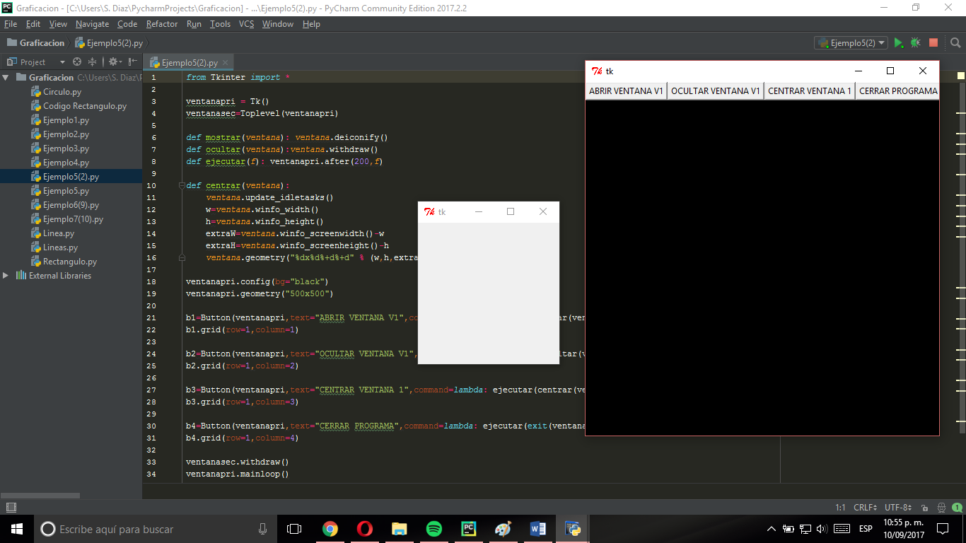 Programas en Python (PyCharm).