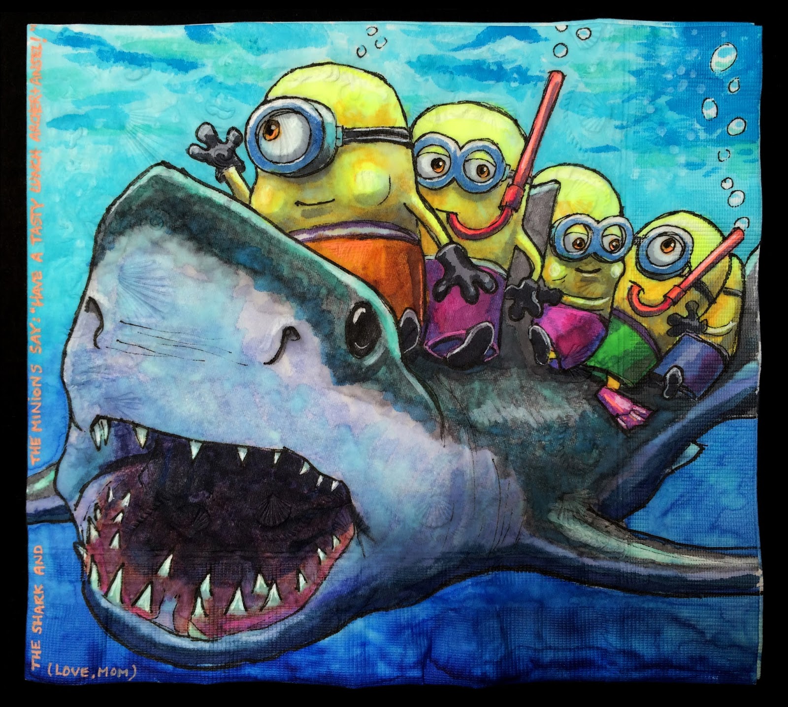 Daily Napkins: Minions Ride Shark