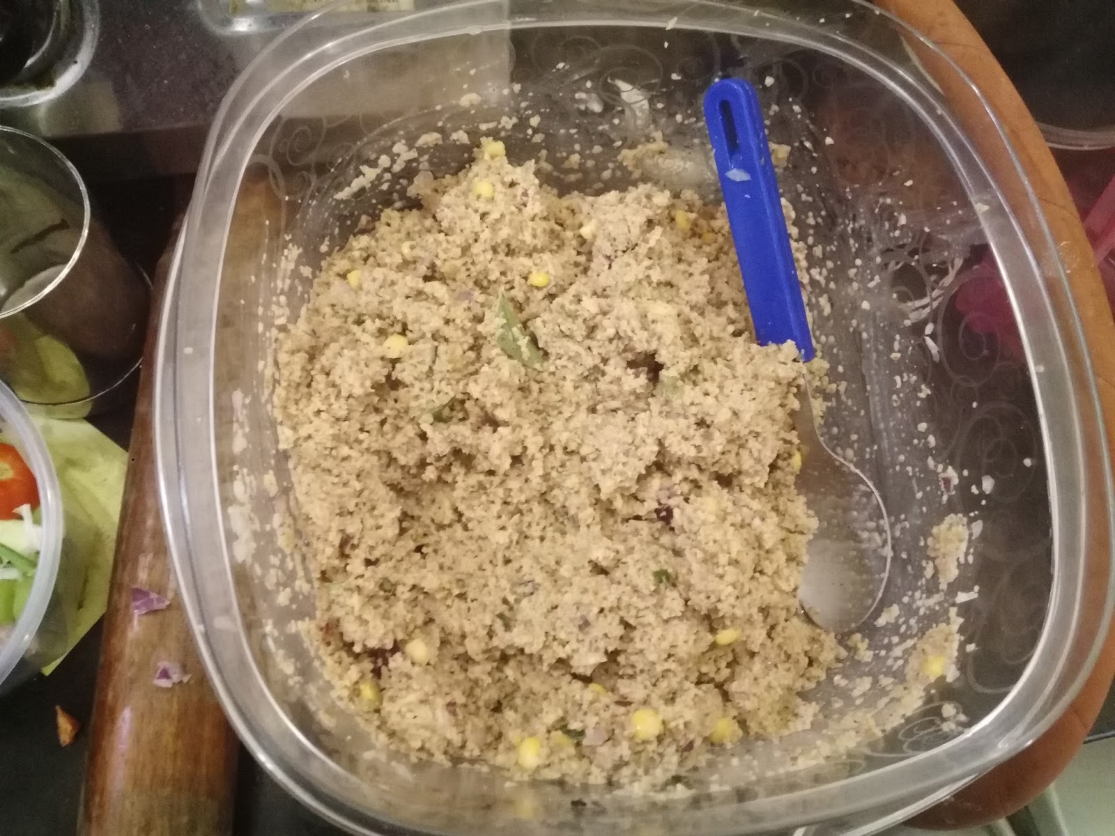 Check for the salt after mixing.Take a spoon and pick the vada batter ...