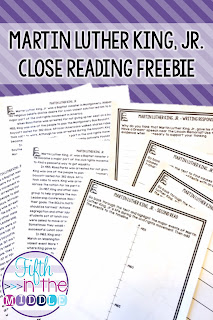 FREE Martin Luther King, Jr. Close Reading Activities | Fifth in the Middle