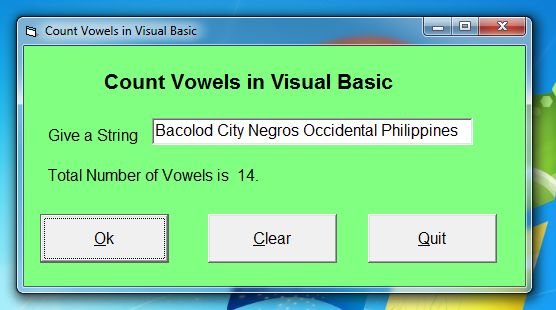 Free Programming Source Codes And Computer Programming Tutorials Count Vowels In Visual Basic