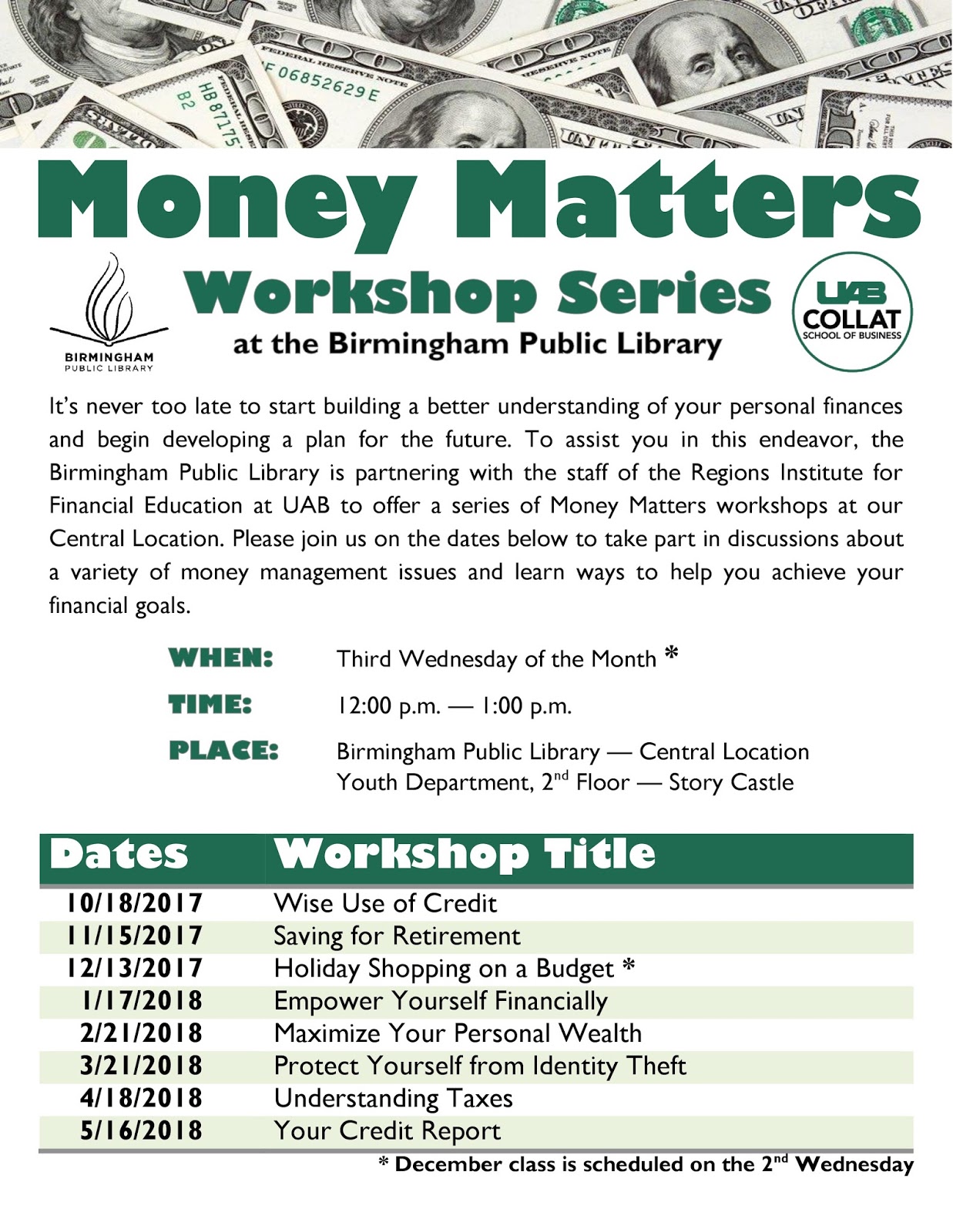 Money Matters Workshop – Holiday Shopping on a Budget Scheduled for ...