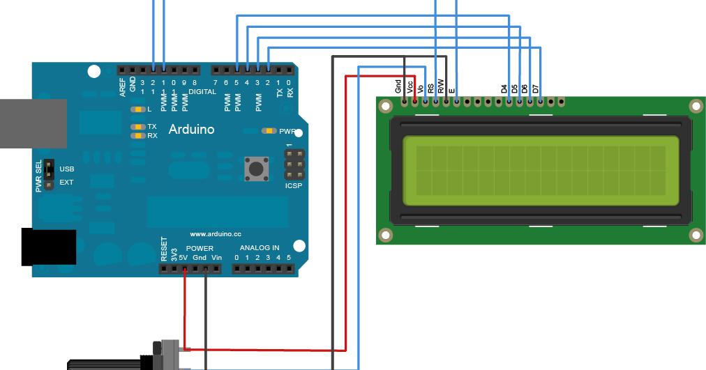 Arduino Er Hello World Of Arduino Uno 2x16 Lcd