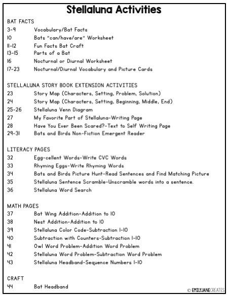 Emily Jane Creates: STELLALUNA UNIT