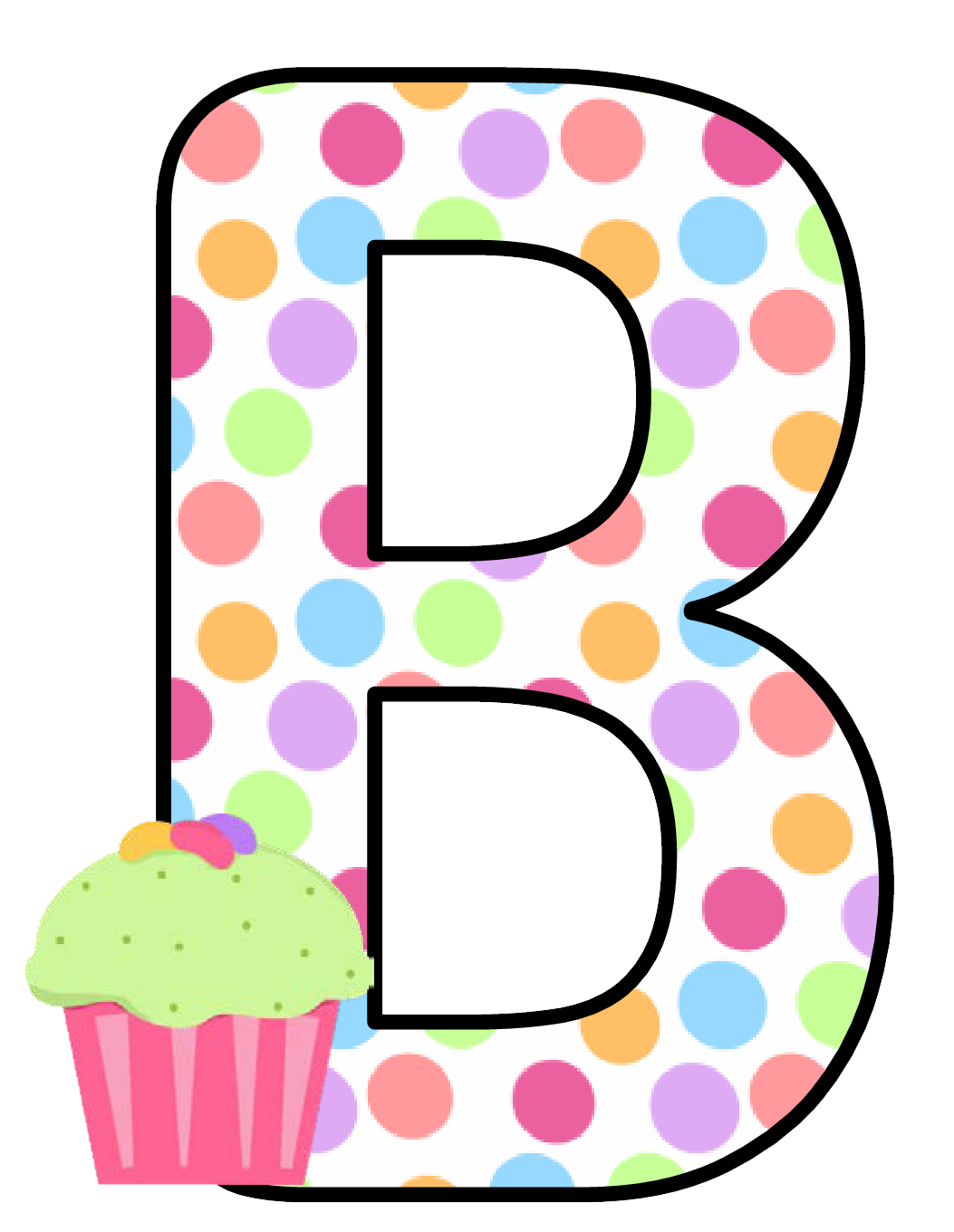 Abecedario con Lunares de Colores y Cupcakes. Alphabet with Colored ...