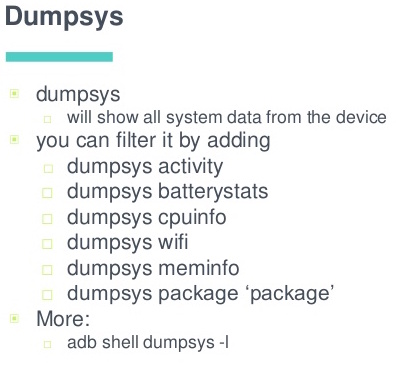 dumpsys Commands in android - How to make android custom rom