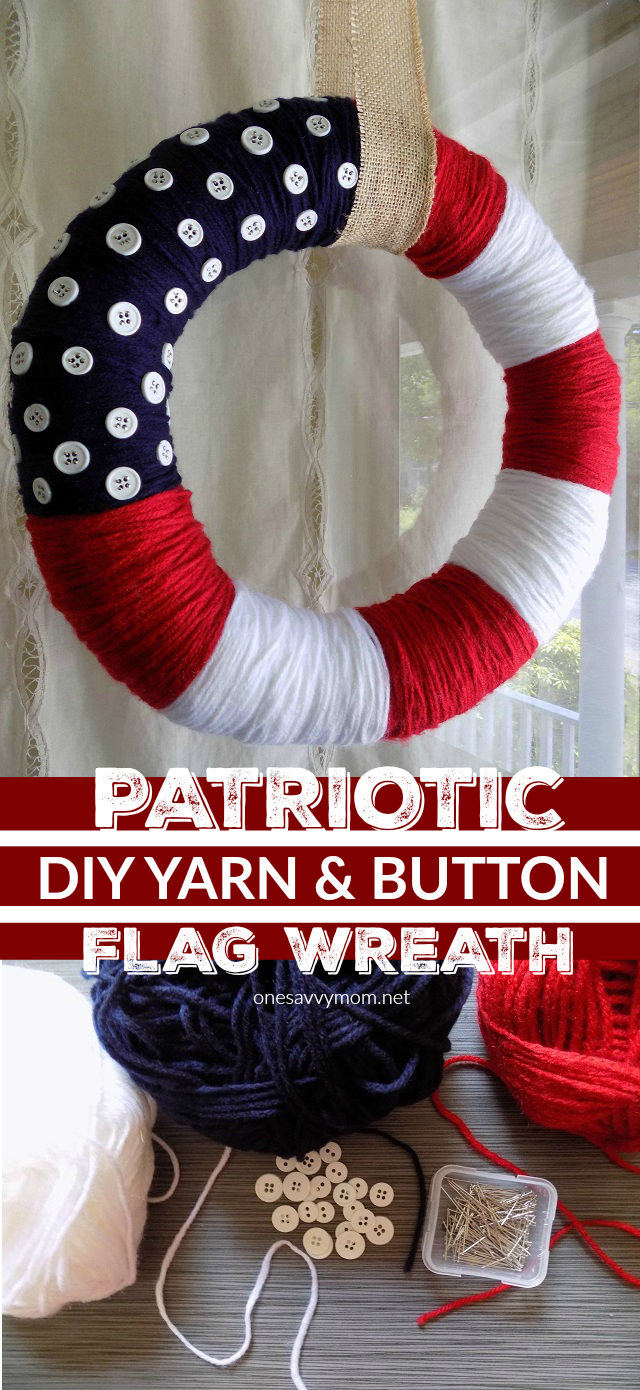 One Savvy Mom ™ | NYC Area Mom Blog: DIY Patriotic Yarn & Button Flag ...