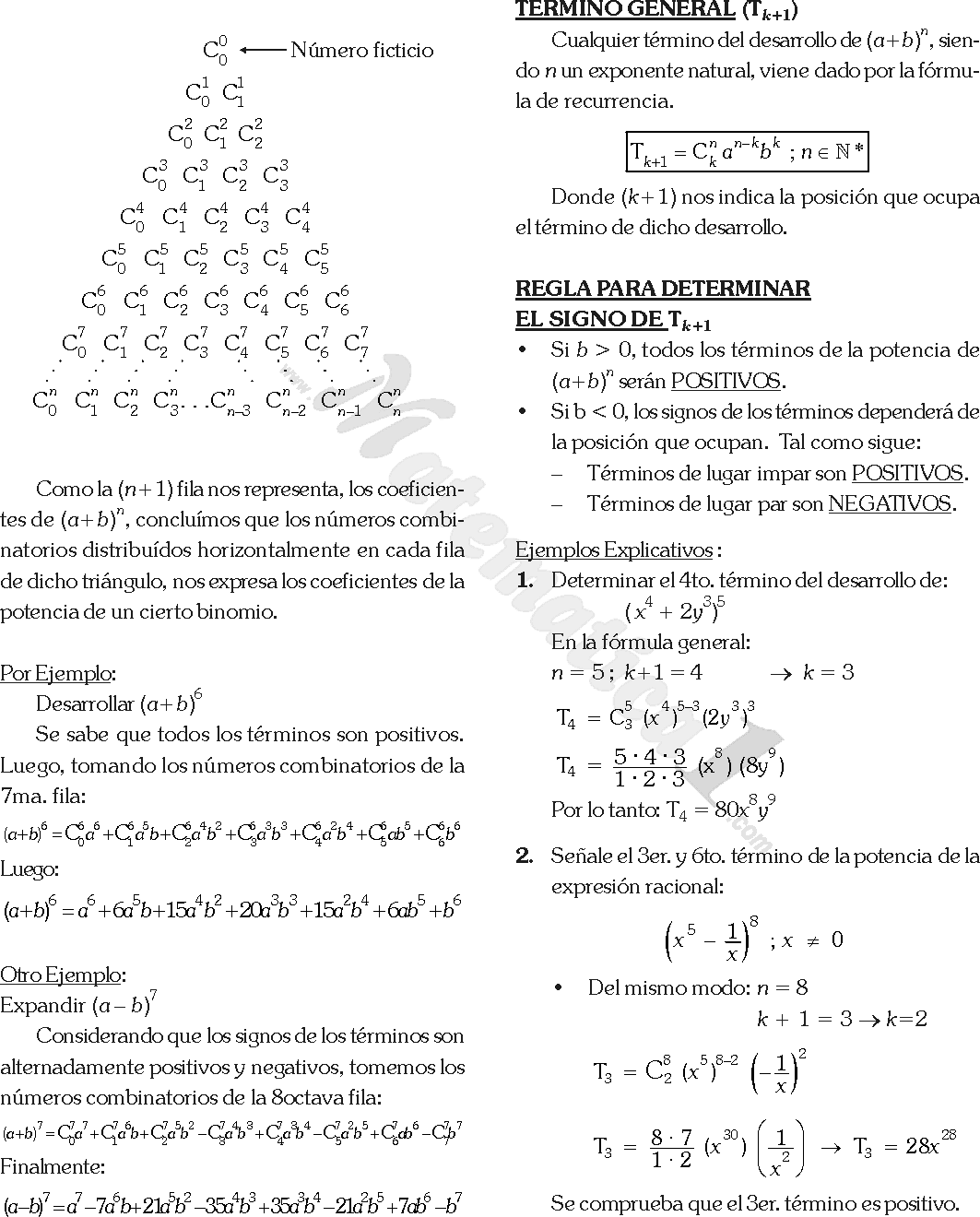 DESARROLLO DEL BINOMIO DE NEWTON EJERCICIOS RESUELTOS PDF