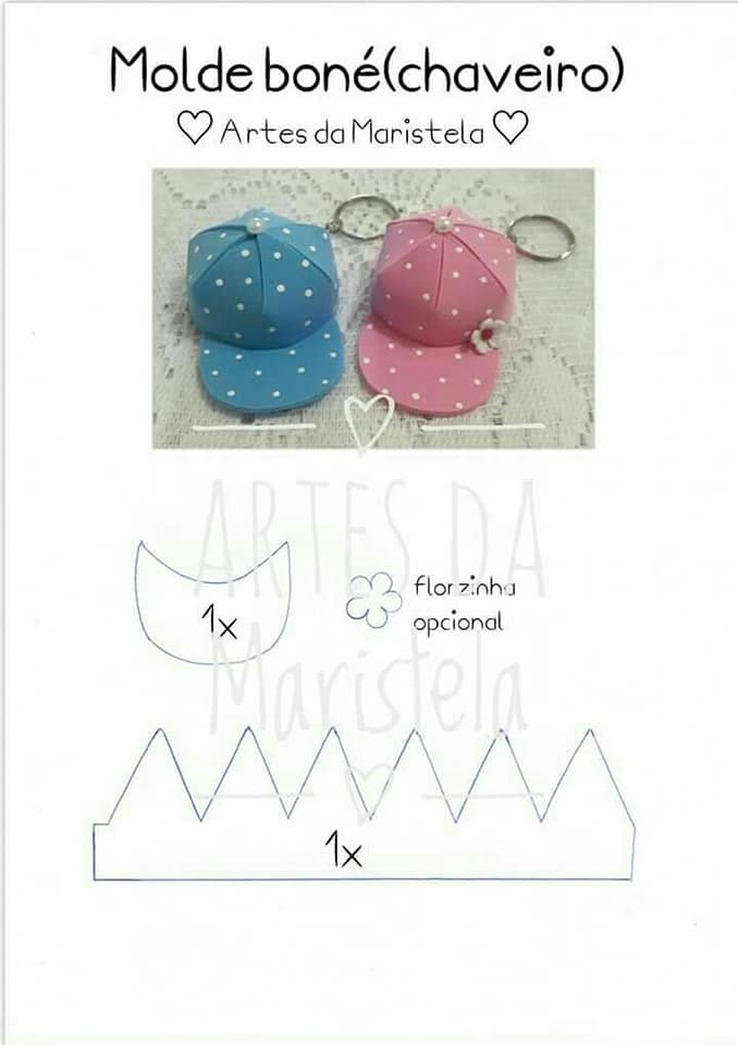 Molde Boné para Chaveiro em Feltro - Ideias Criativas