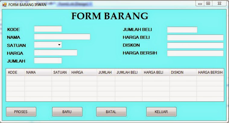 CONTOH PEMBUATAN PROGRAM FORM PENJUALAN BARANG DENGAN VB 2008 - Pak Gulo