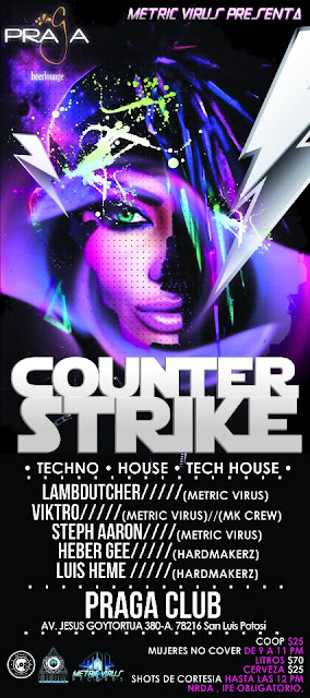 OJOZZ NO MERCY DESIGN: COUNTER STRIKE (flyer para: METRIC VIRUS-PRAGA CLUB)