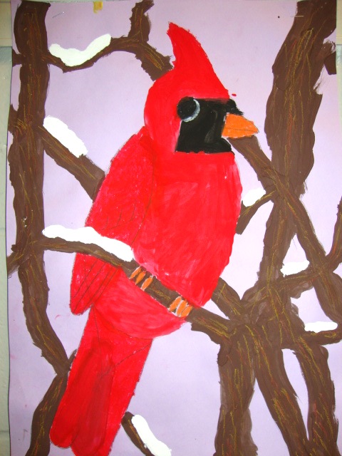 Thomas Elementary Art: 3rd Grade Winter Cardinals