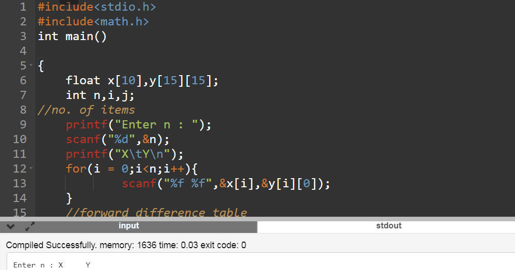 alex9ufo 聰明人求知心切: Newton's Forward and Backward Interpolation Using c/c++