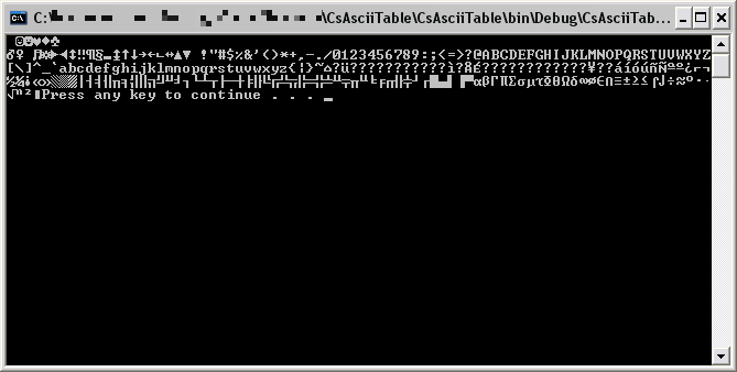 Programmer's Ranch: The ASCII Table (C#)