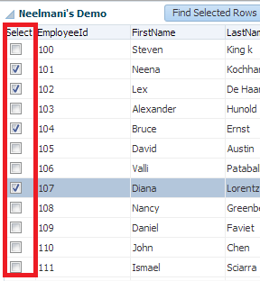 Oracle Fusion Middleware Technologies: How to select the rows in af ...
