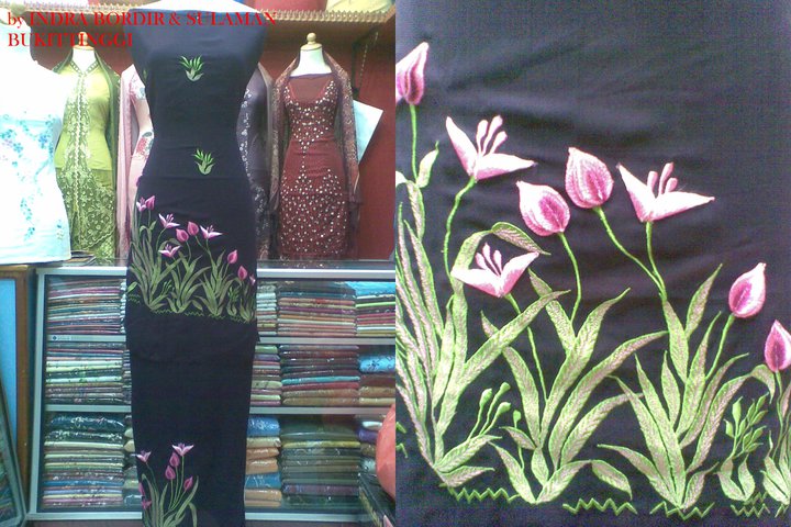Kain Sulam Bukit Tinggi - Sulam Bunga Tulip | Kain Sulam Murah