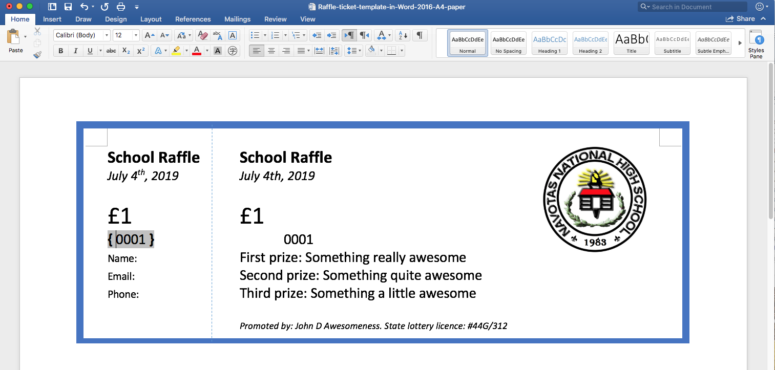 Raffles and Raffle Tickets