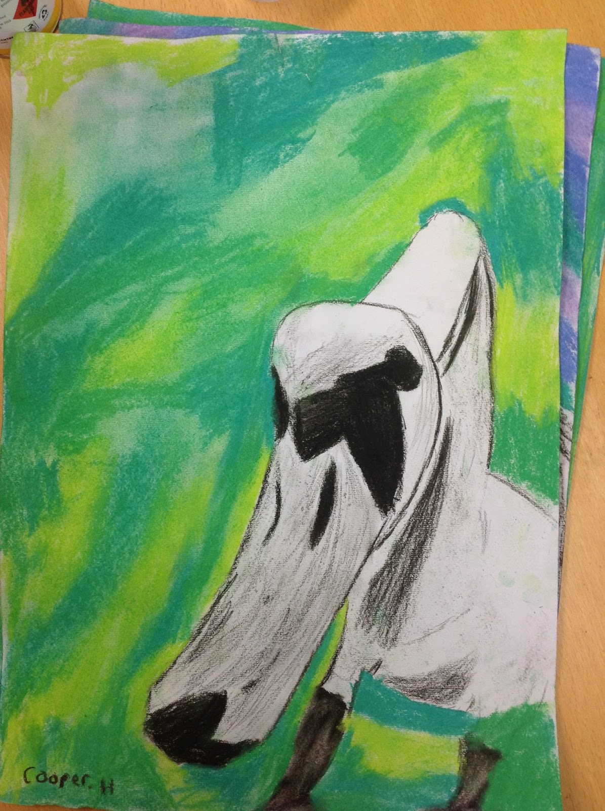 One Point Perspective - Charcoal Distorted Animals.