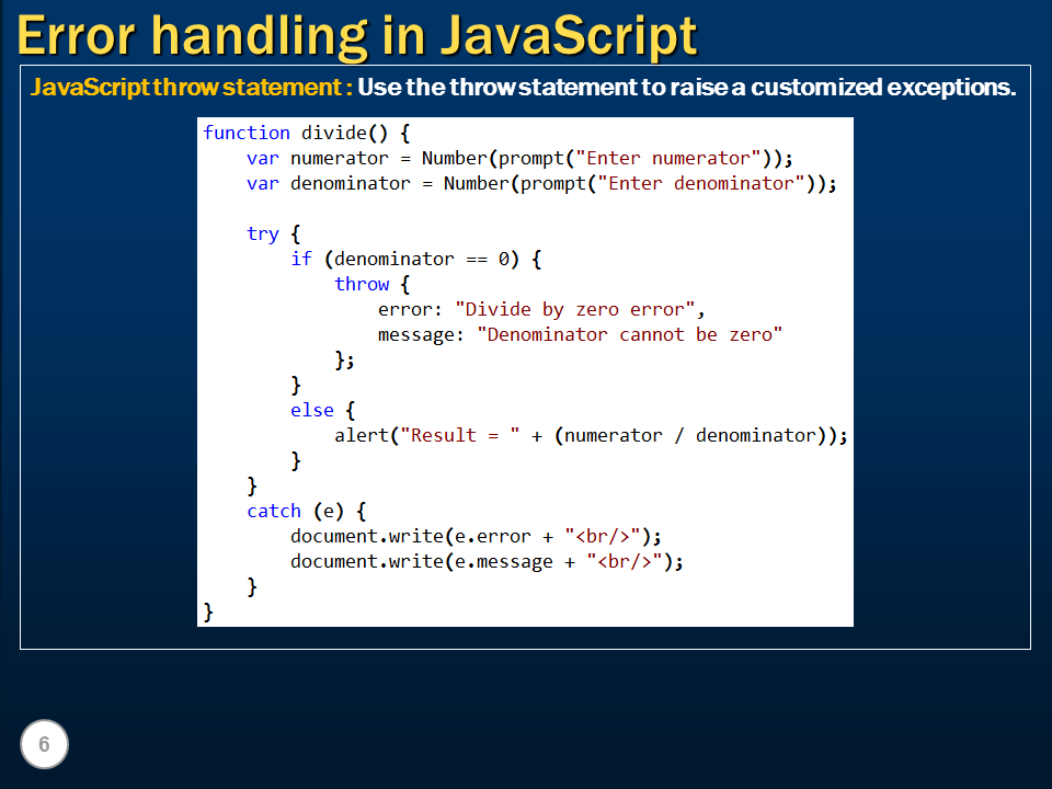 Sql Server Net And C Video Tutorial Error Handling In Javascript