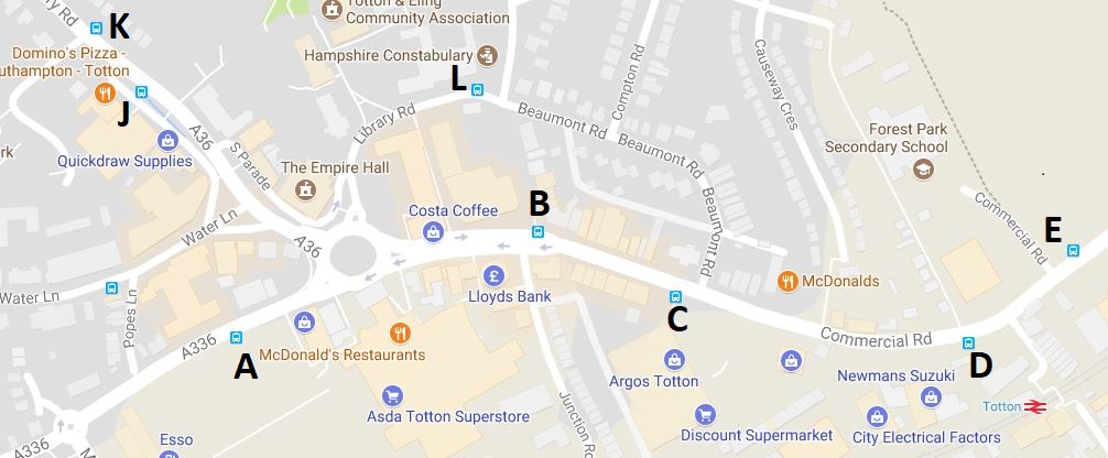 Southampton Bus Update: Major stops: live departures