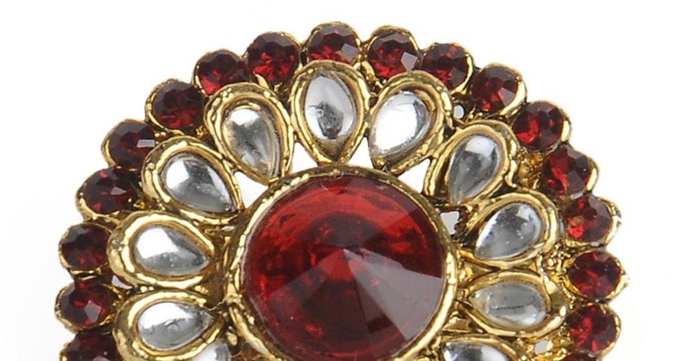BEAUTIFUL KUNDAN RING WITH MAROON STONES