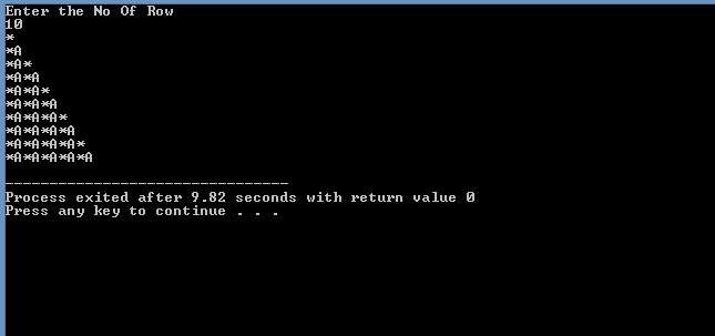Codesadda C Program To Print Half Pyramid Using Alphabet Half Pyramid