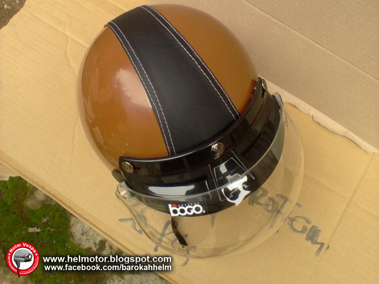 Helm Bogo Coklat Avatar Hitam ~ Helm Vespa