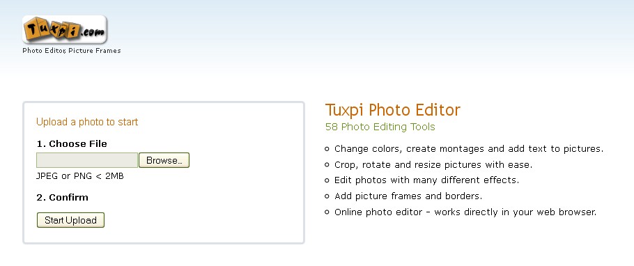 List of Free Online Photo Image Editor and Effects: Tuxpi