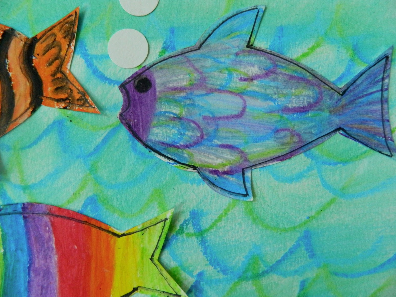 the vintage umbrella: oil pastel fish