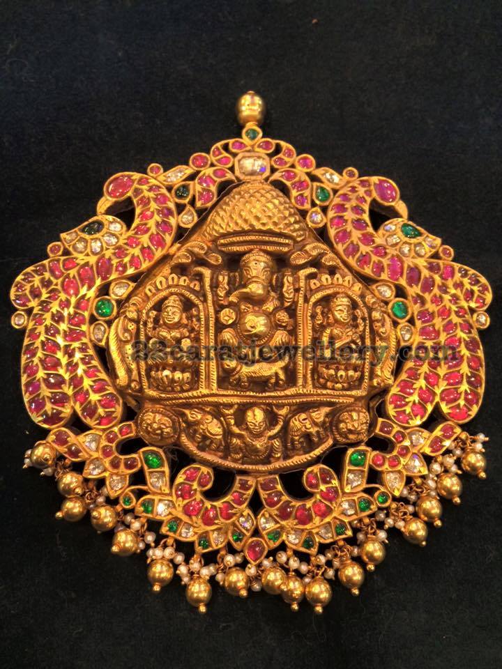 Ganesh Pendant Surrounded by Rubies - Jewellery Designs
