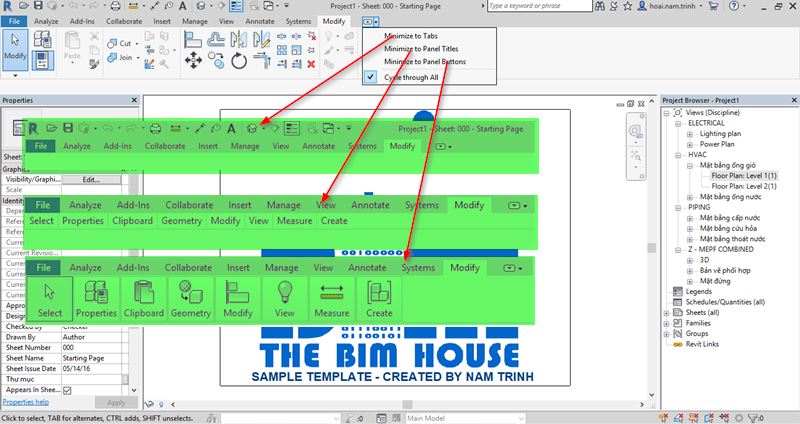 Tùy chỉnh thanh Ribbon của Revit theo ý muốn - Tự học Revit MEP