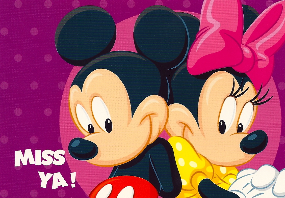 My Favorite Disney Postcards: Mickey and Minnie Mouse - Miss Ya!