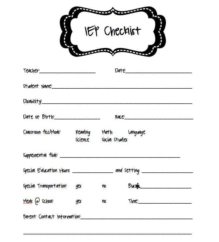 Simply Special Education: IEP Checklist and Behavior Log