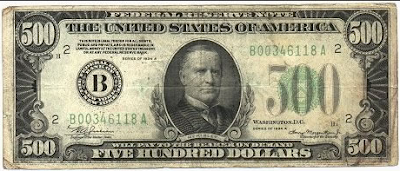 history of USA: $500 banknote