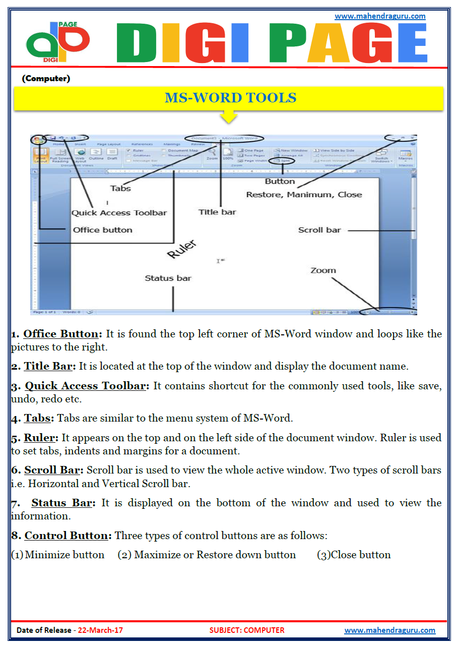 DP | MS-WORD TOOLS | 22 - MAR - 17 | IMPORTANT FOR SBI PO