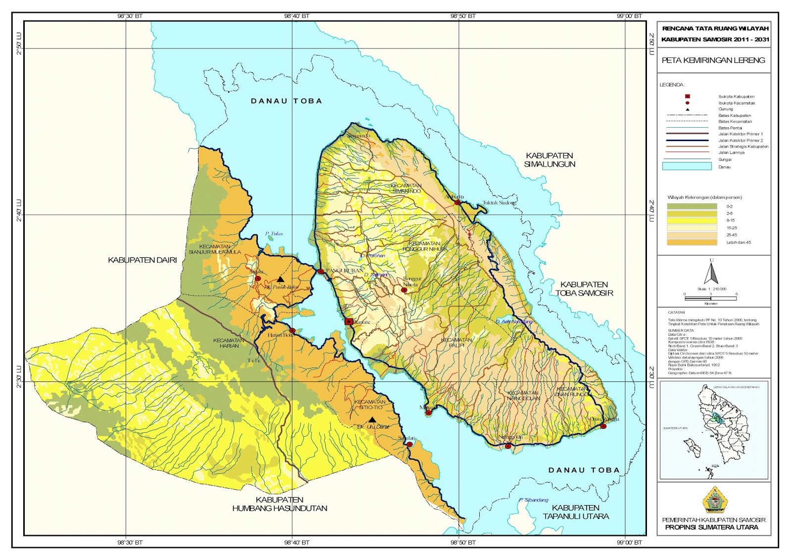 HELMUT SIMAMORA INFO: PETA KEMIRINGAN LERENG DI WILAYAH KABUPATEN ...