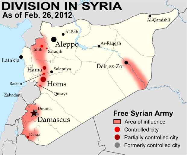 Syrian Uprising Rebel Control Map: February 2012 - Political Geography Now