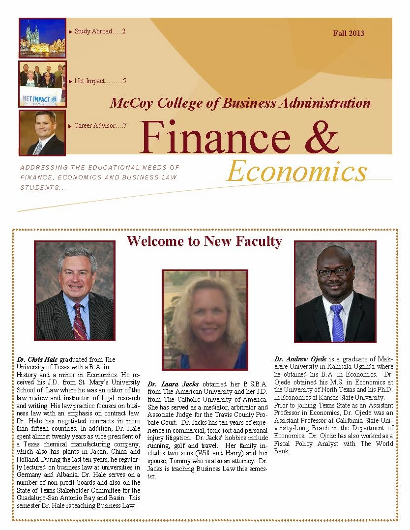 McCoy College Academic Advising Blog: Fall 2013 Finance & Economics ...