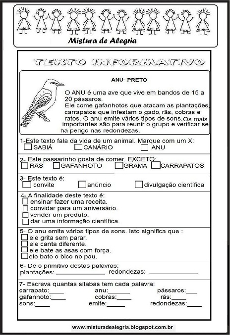 TEXTOS INFORMATIVOS: PRÁTICA PEDAGÓGICA INOVADA, IMPRIMIR, COLORIR ...