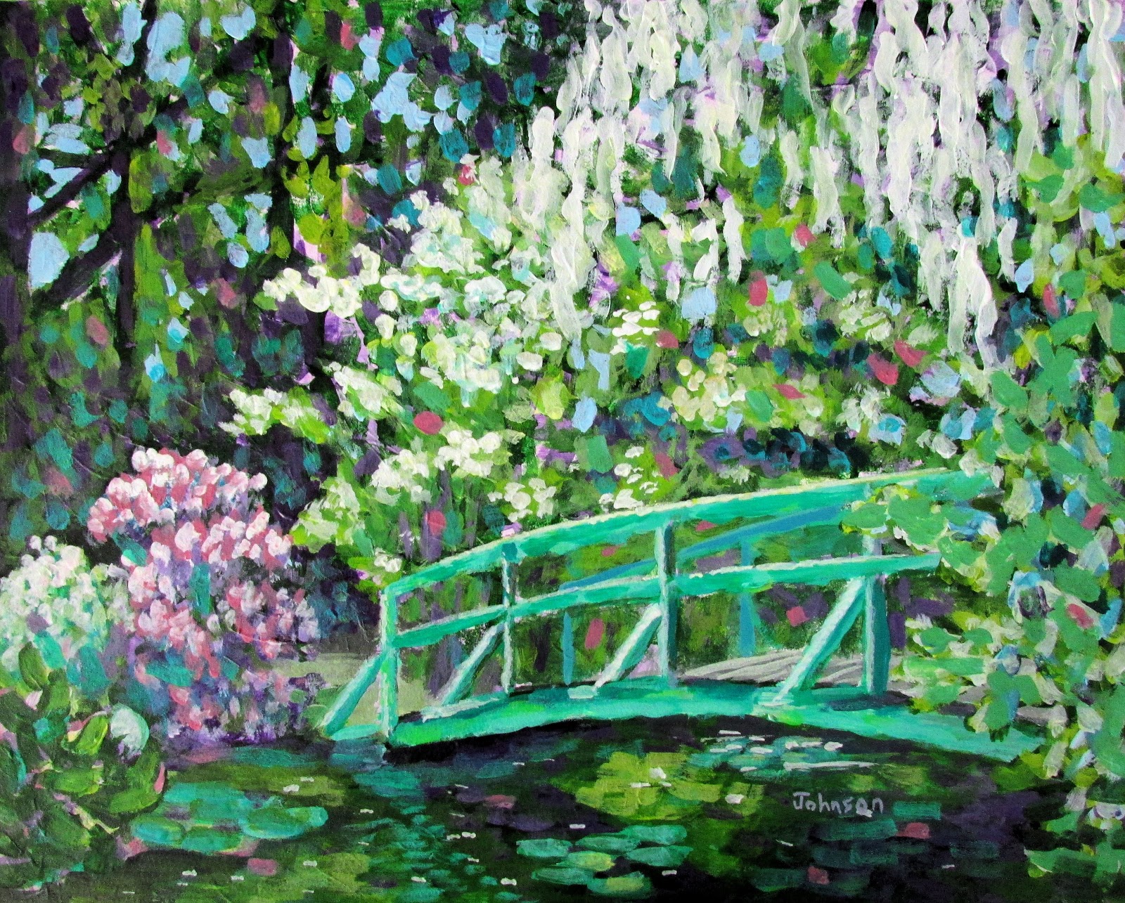 Art by keith Johnson: Tribute to Monet "Monet's Garden" Landscape Painting