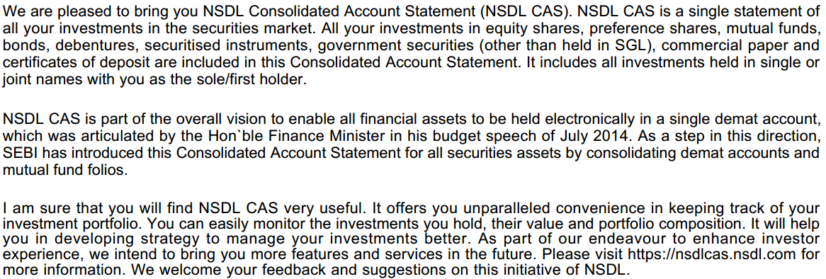 Retire Early in India: NSDL CAS : One stop window into all your investments