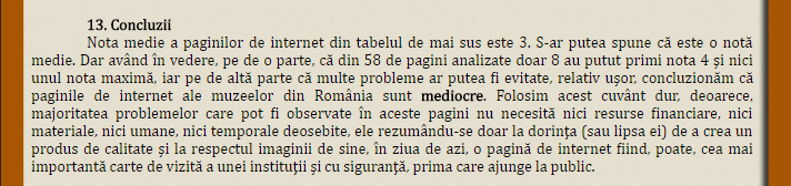 "Site-urile muzeelor publice din România sînt mediocre"