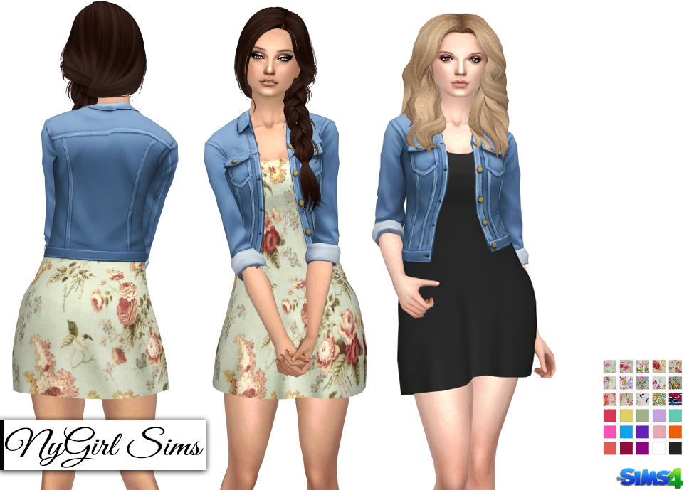 Sims 4 CC's - The Best: Spring Dress with Denim Jacket by NyGirl